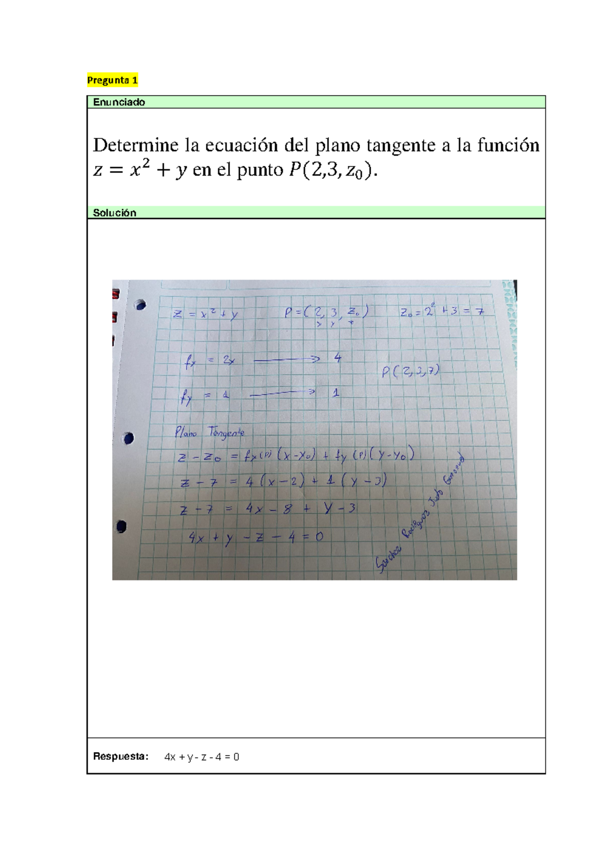 T1 C3 - examen t1 - calculo de varias variables - Pregunta 1 Enunciado ...