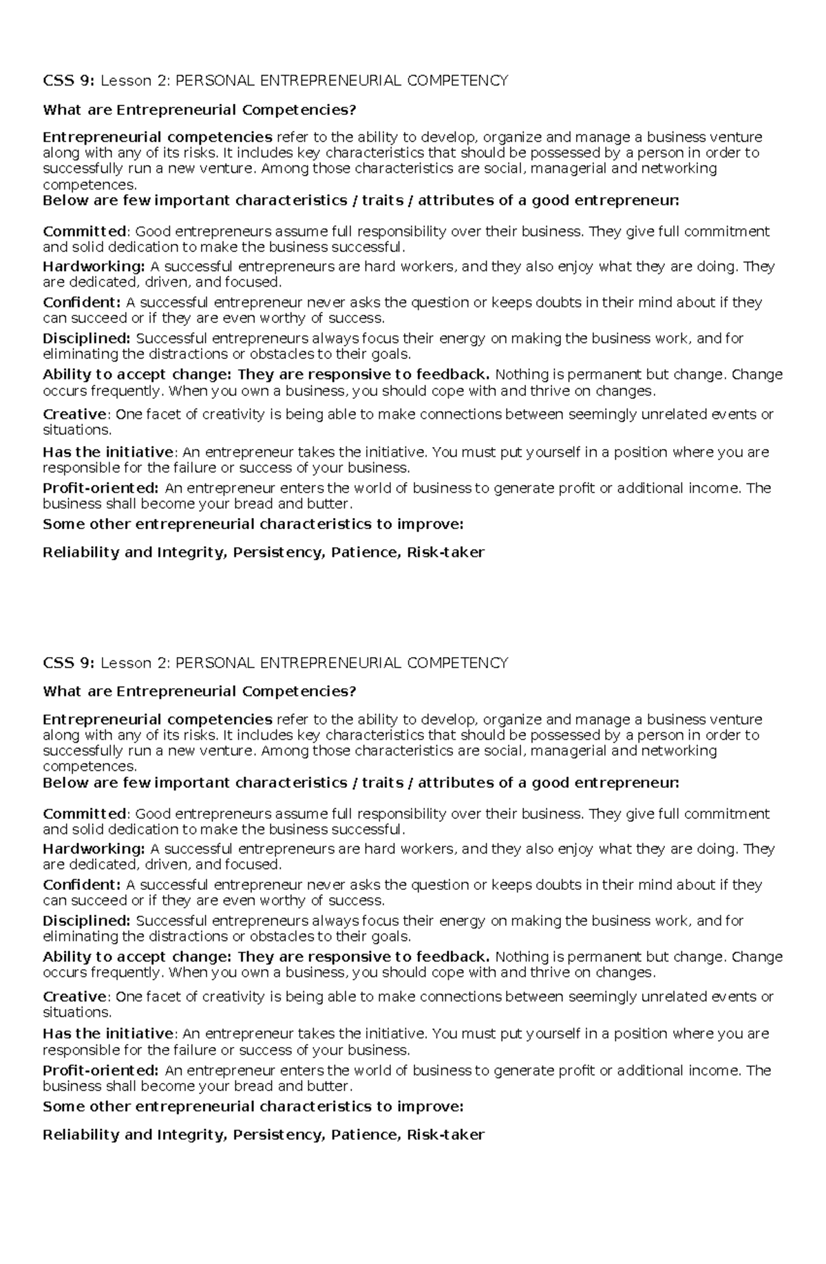 CSS 9 lesson 1 activity PECS - CSS 9: Lesson 2: PERSONAL ...