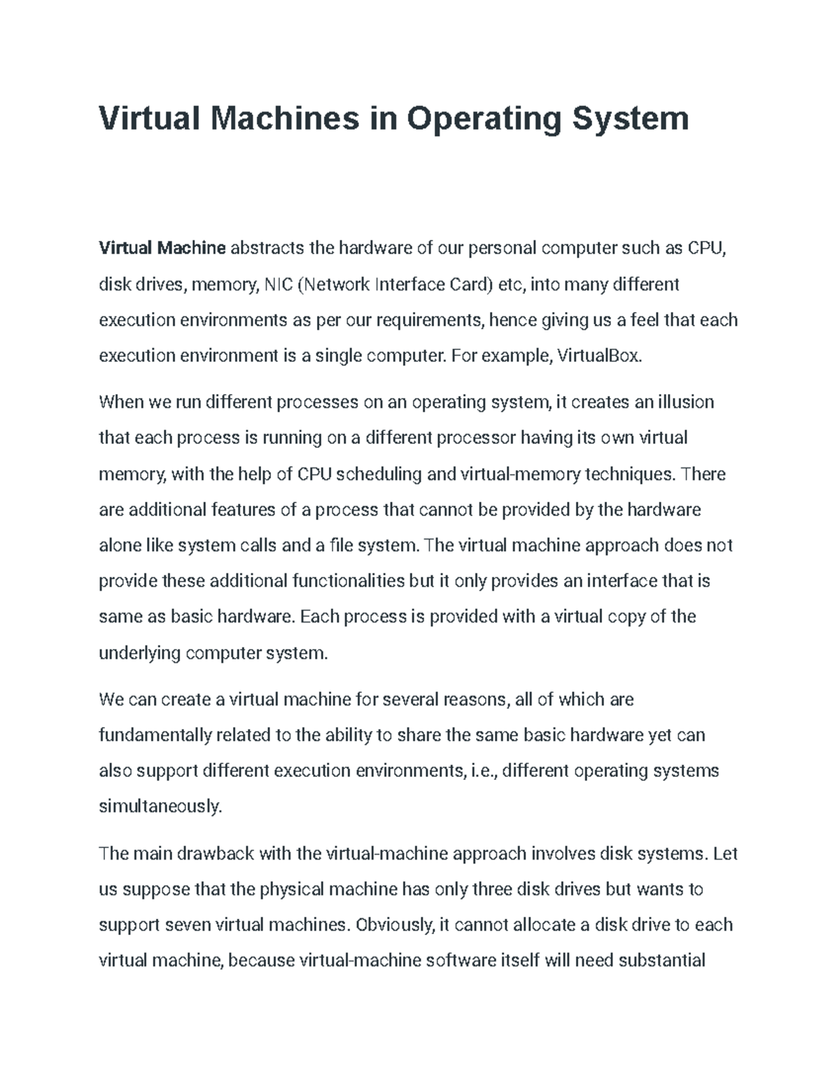 Question Bank 1 (Part 06) Virtual Machines in Operating System ...