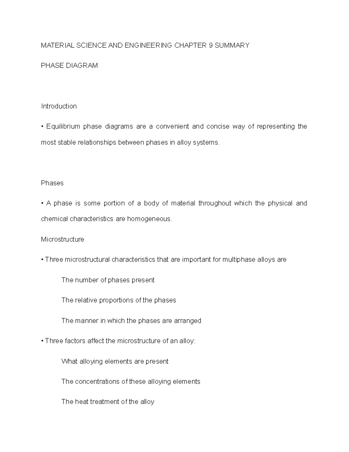 Phase Diagram - MATERIAL SCIENCE AND ENGINEERING CHAPTER 9 SUMMARY ...