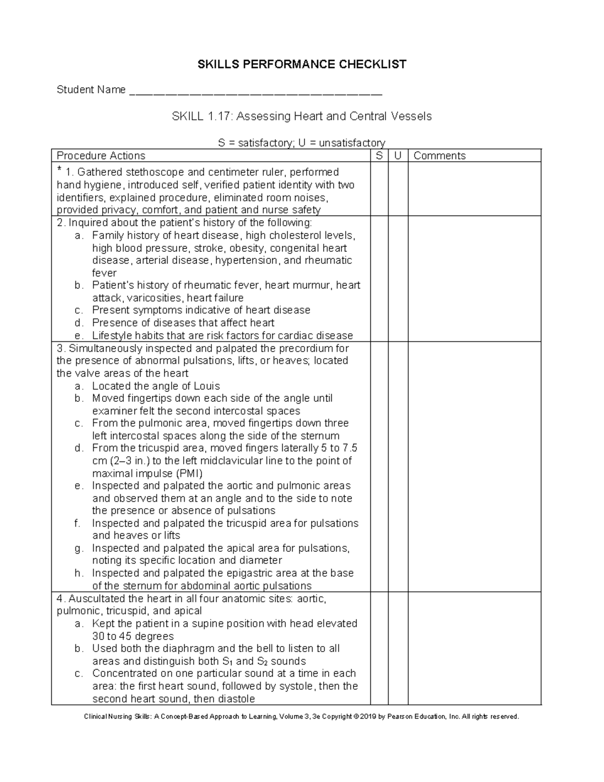 Skill 1 - clinical lab study material - SKILLS PERFORMANCE CHECKLIST ...