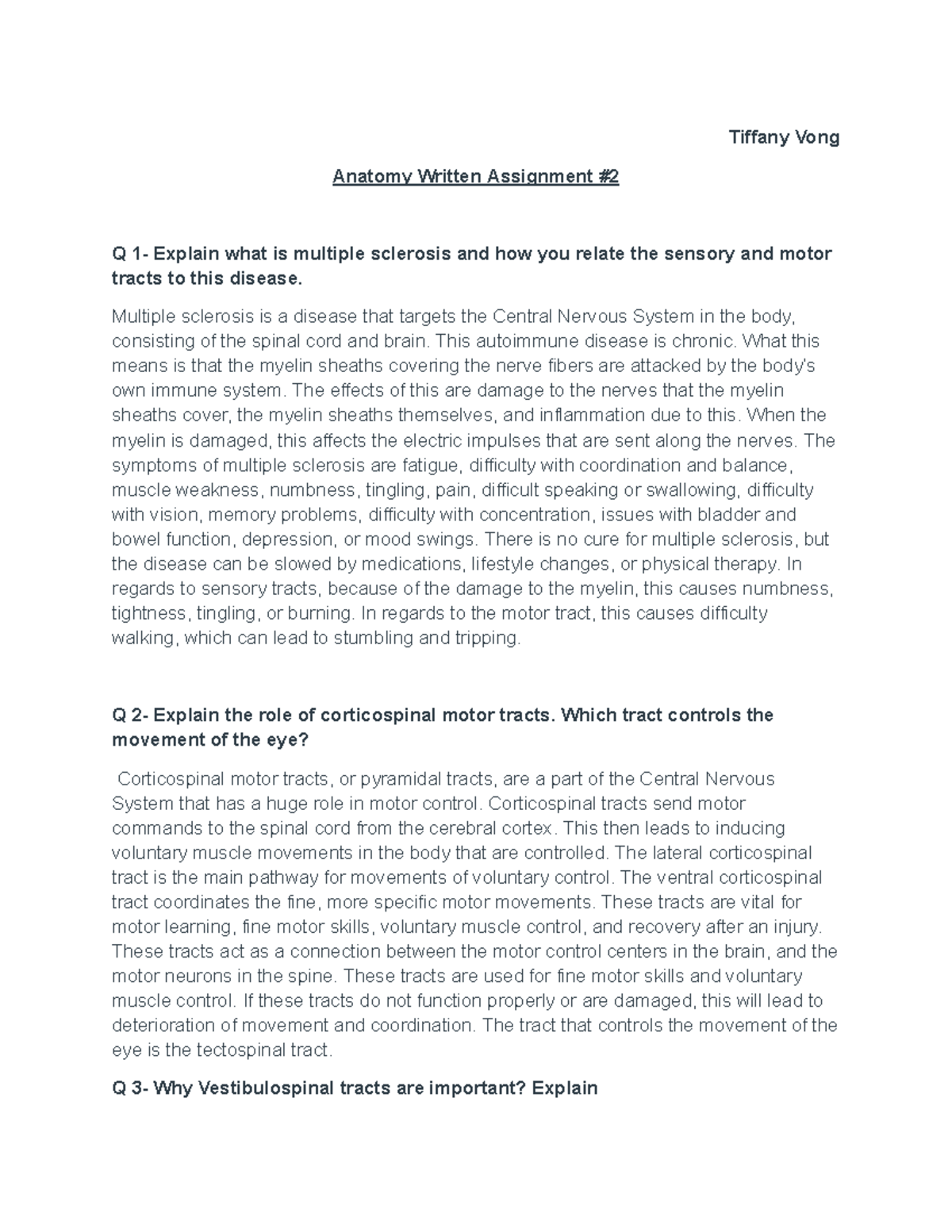 Anatomy Written Assignment #2 Tiffany Vong - Tiffany Vong Anatomy ...