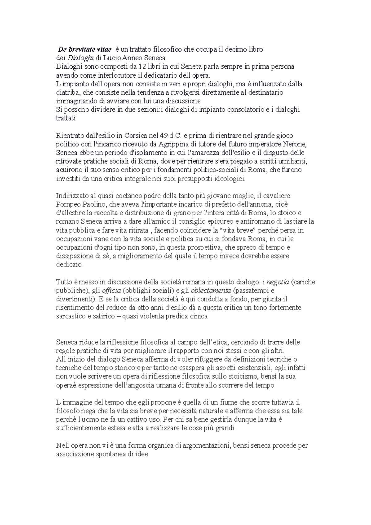 Seneca - Dialoghi sono composti da 12 libri in cui Seneca parla sempre ...