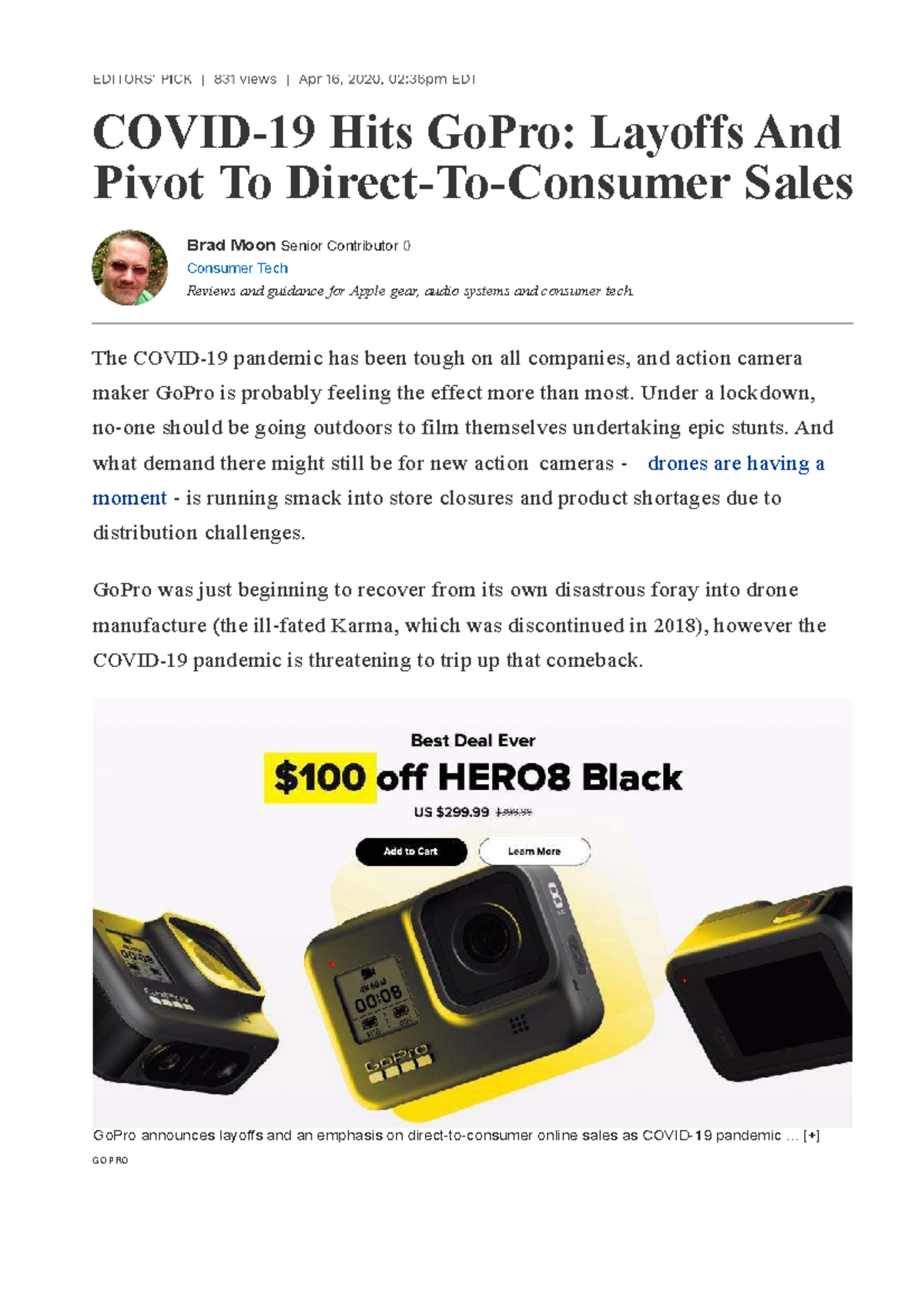 Mgmt case 3 notes and - COVID-19 Hits GoPro: Layoffs And Pivot To ...