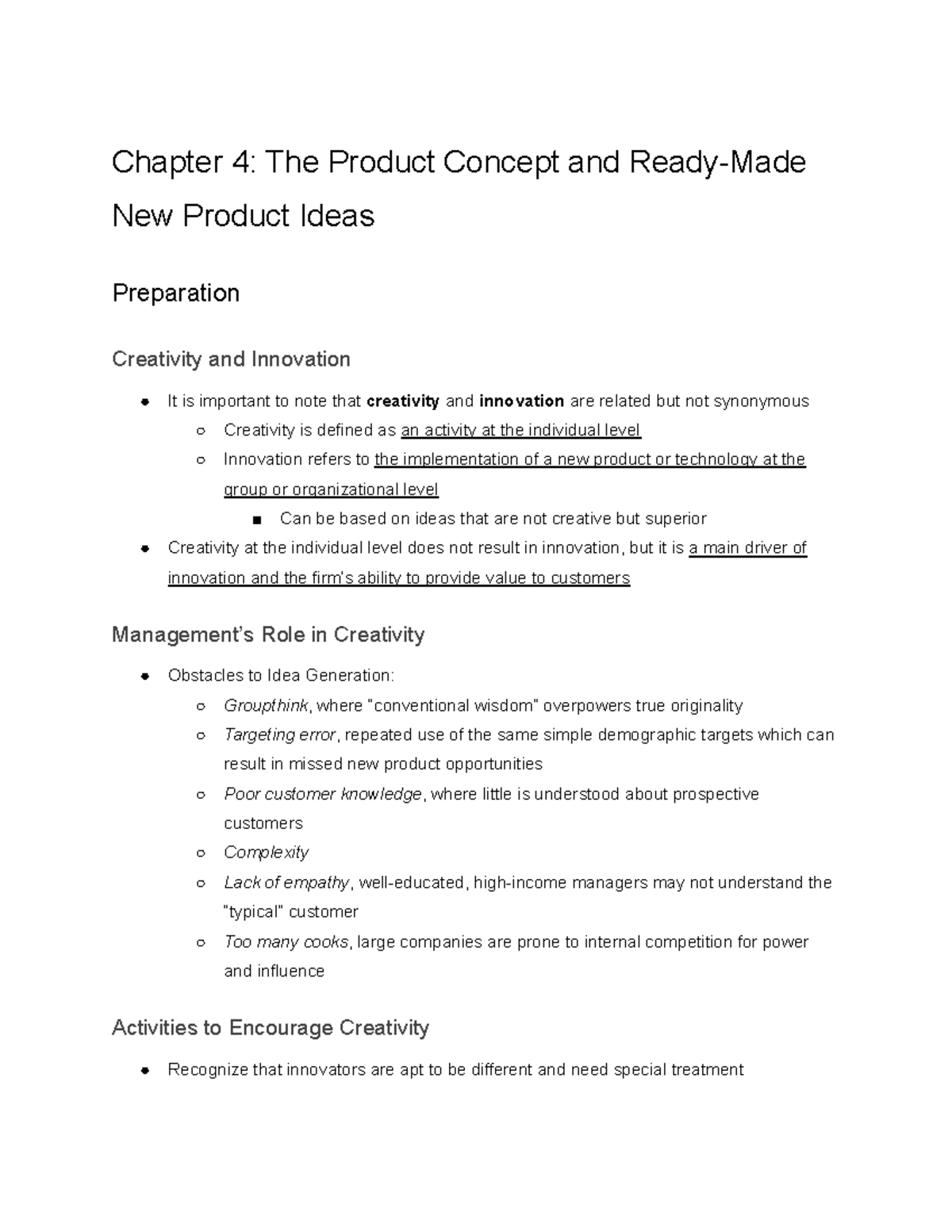 MKTG420 Chapter 4 - Chapter 4: The Product Concept and Ready-Made New ...