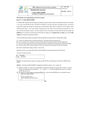 TP 1: ADMINISTRATION DE BASE DE DONNEES ORACLE - Introduction : Dans ce TP nous allons procéder ...