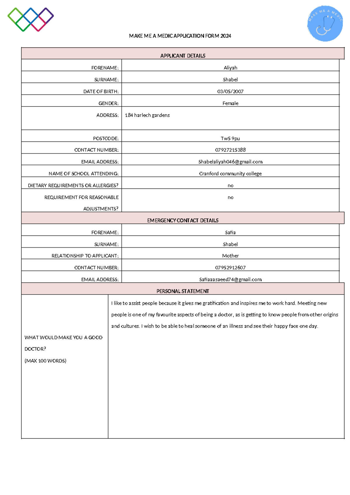 MMAM 2024 Application Form V2.0 - MAKE ME A MEDIC APPLICATION FORM 2024 ...