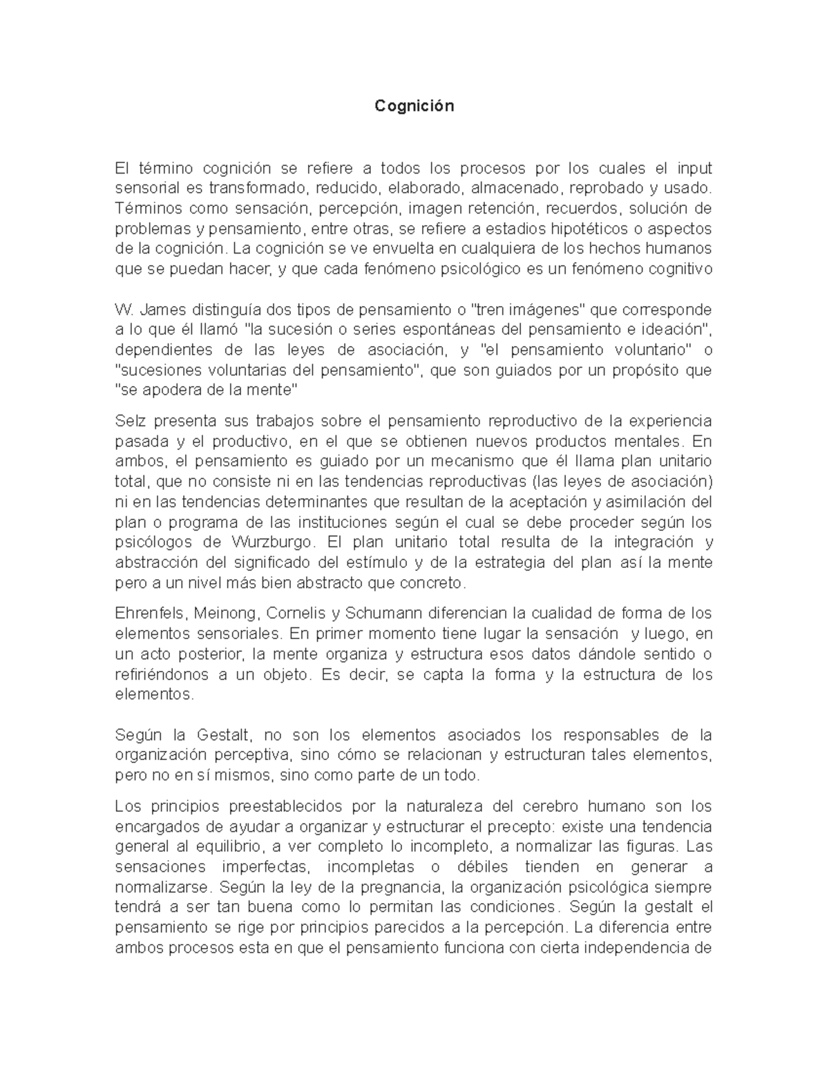 Cognición. Definición y principales autores. - Cognición El término ...