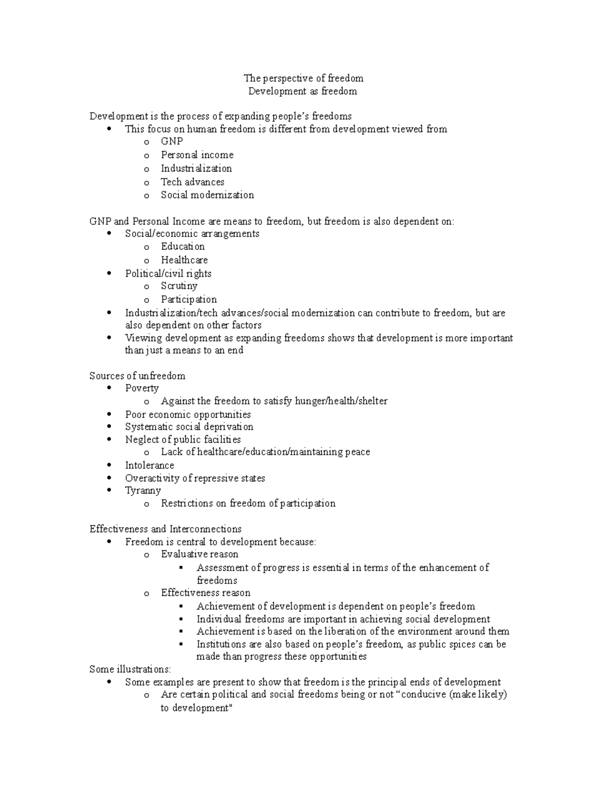 The perspective of freedom Development as freedom - The perspective of ...