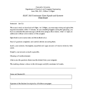 Signal AND Systems Lecture 4- ELEC 242 - MIT OpenCourseWare ocw.mit 2 Signal Processing ...