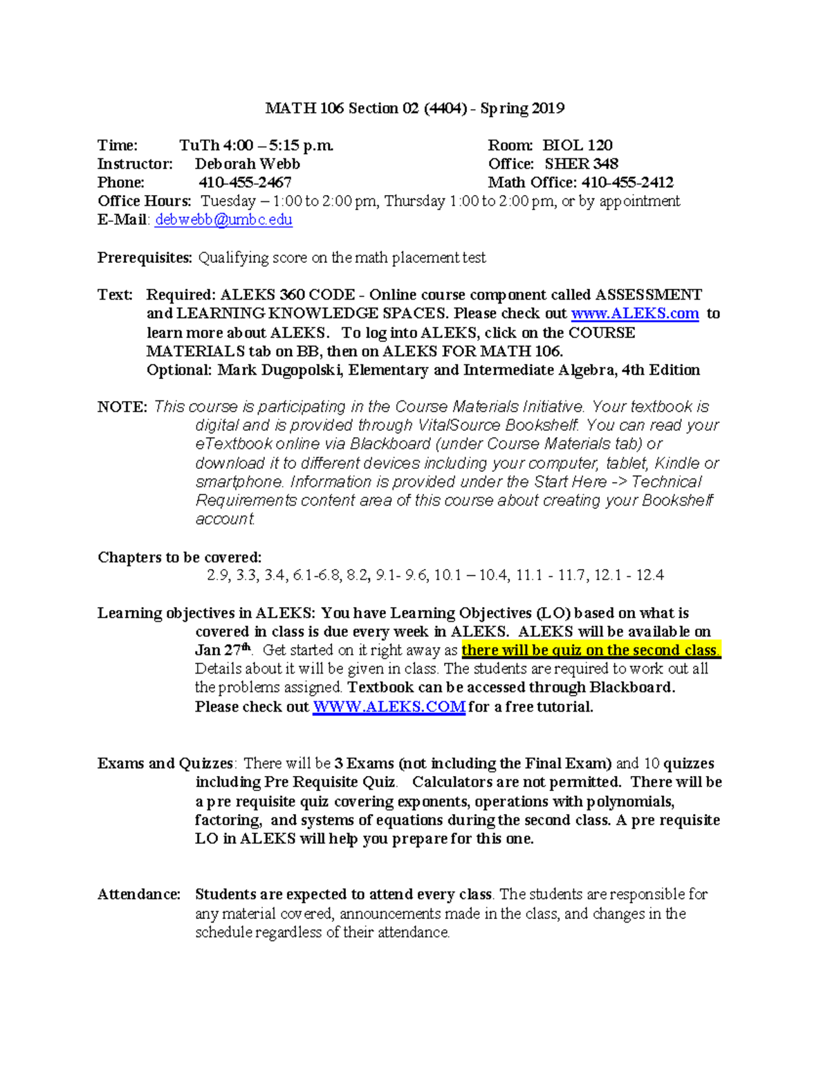 Webb MATH 106Syllabus SP19R - MATH 106 Section 02 (4404) - Spring 2019 ...