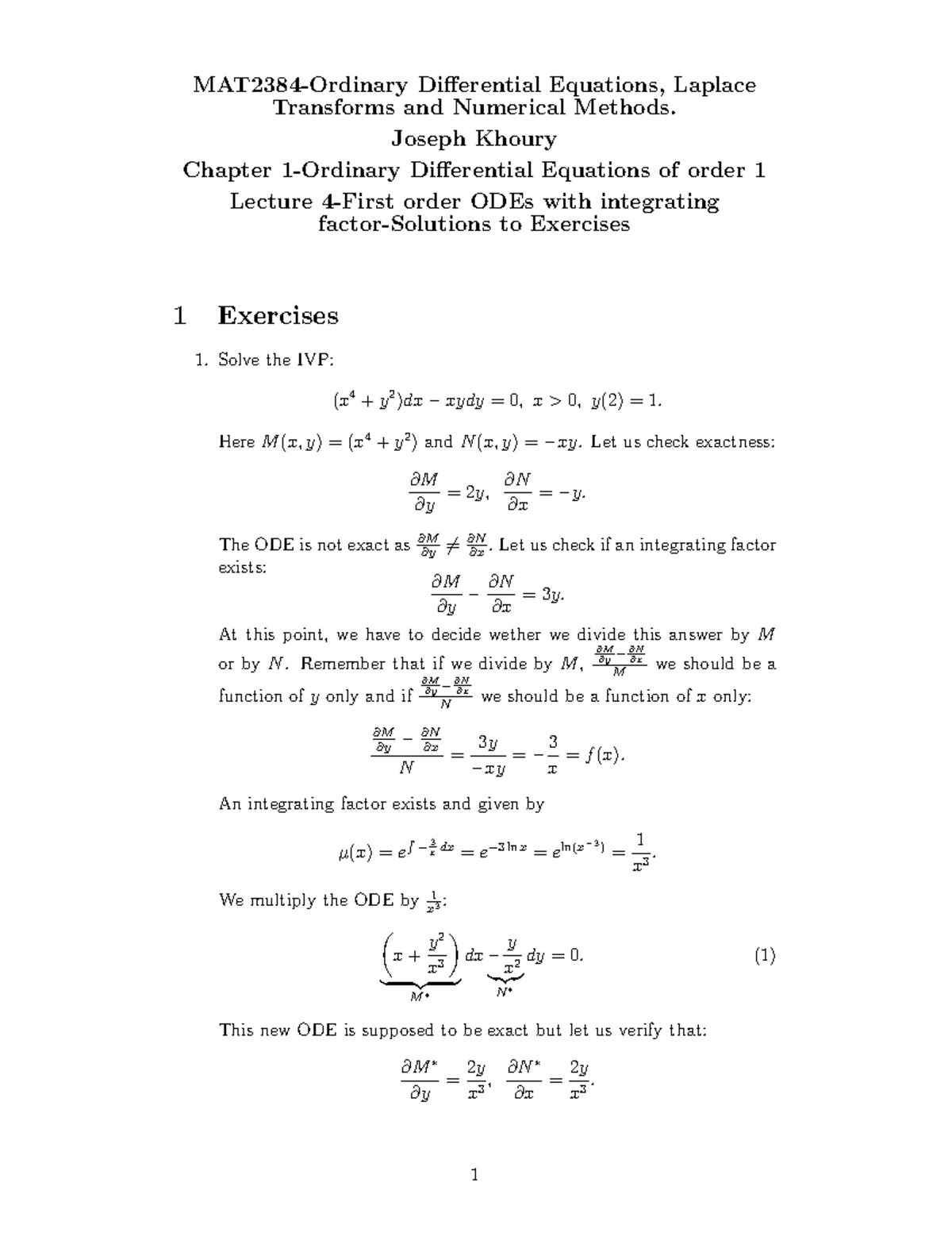 ODE4 - Lecture notes 4 - MAT2384-Ordinary Differential Equations ...