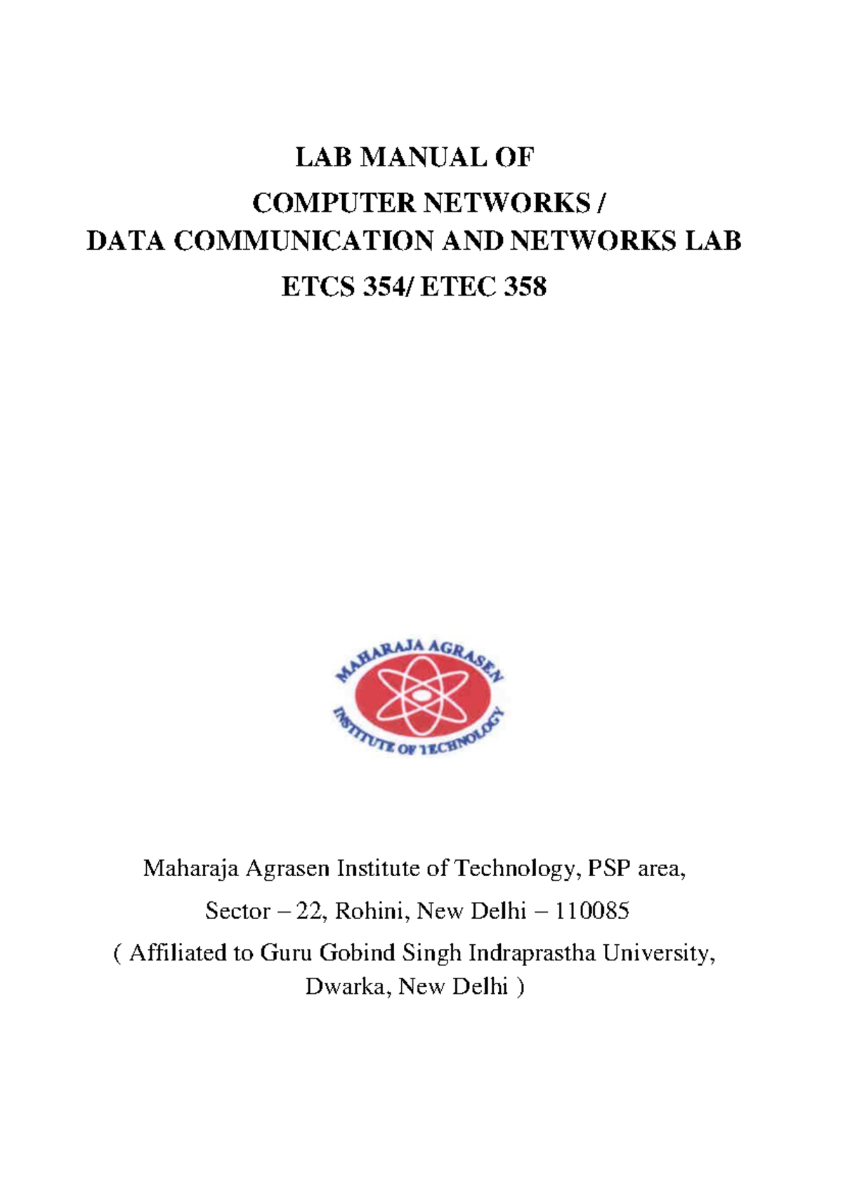 Cn And Dcn Lab Manual Lab Manual Of Computer Networks Data Communication And Networks Lab 4196