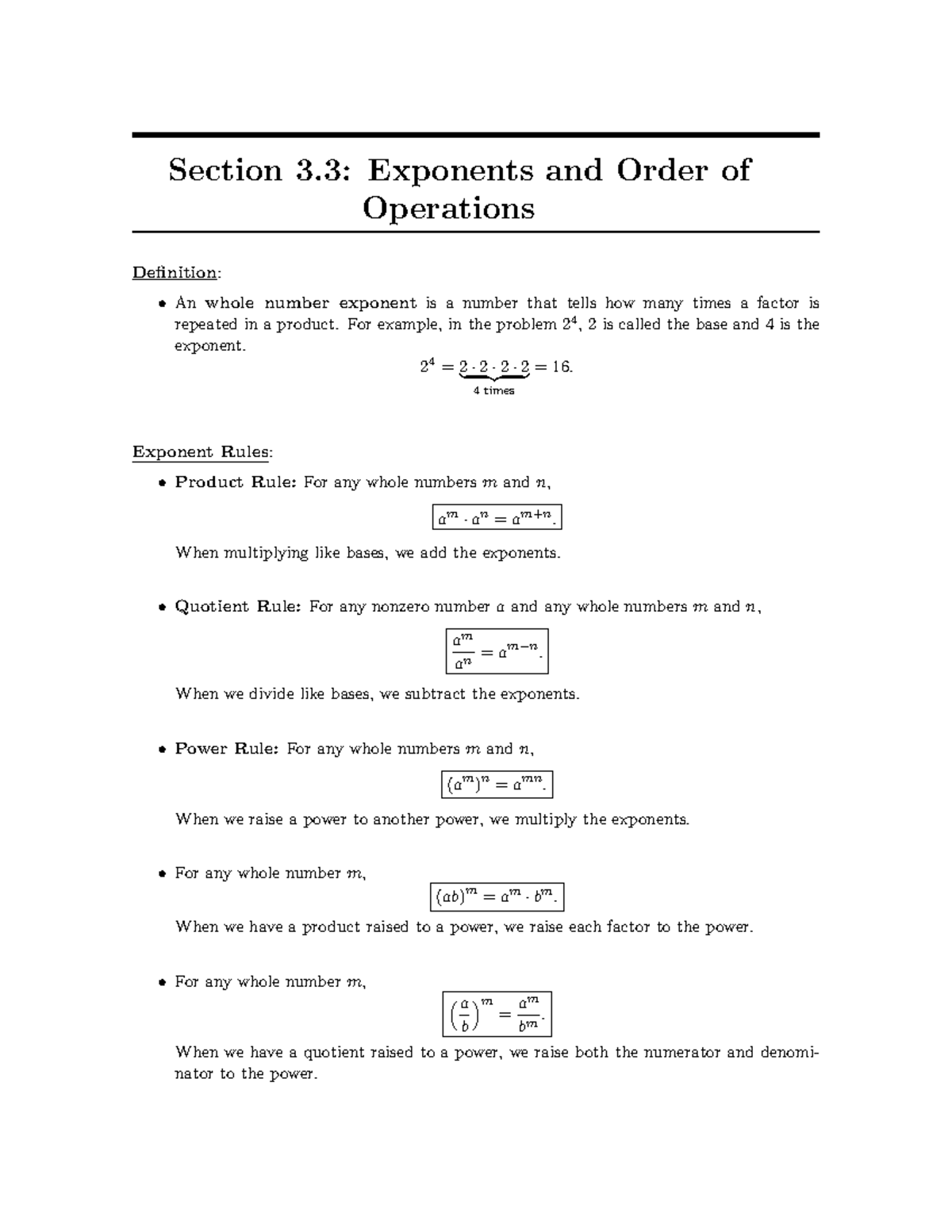 Exponents And Order Of Operations - Operations Definition: An whole ...