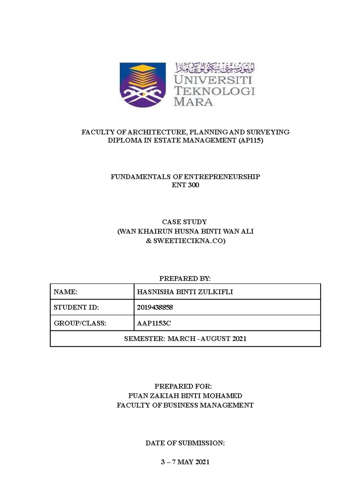 NEW CASE Study Report - March 2021 - FACULTY OF ARCHITECTURE, PLANNING ...