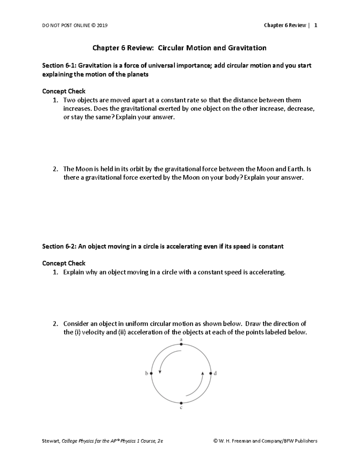Ch 6 Review WS - uihuihiuhuih - Chapter 6 Review: Circular Motion and ...