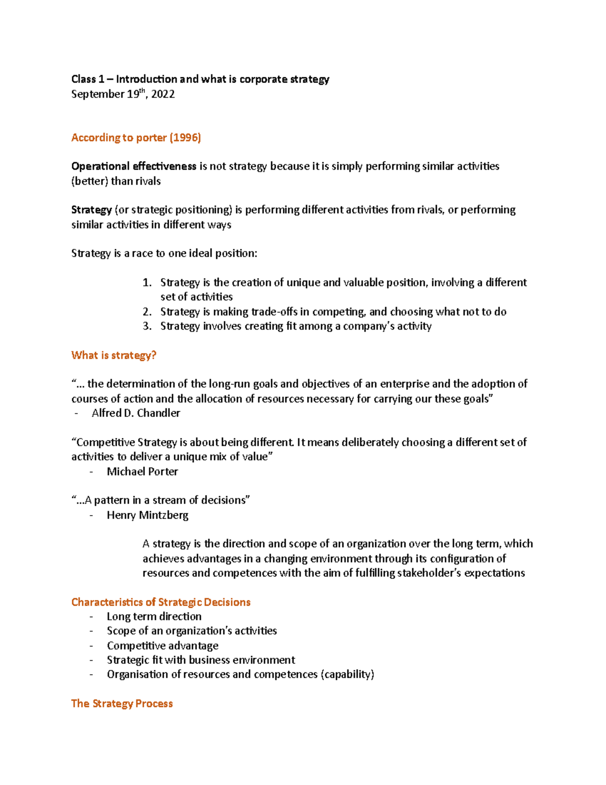 Class 1 - Introduction and is corporate strategy - Class 1 ...