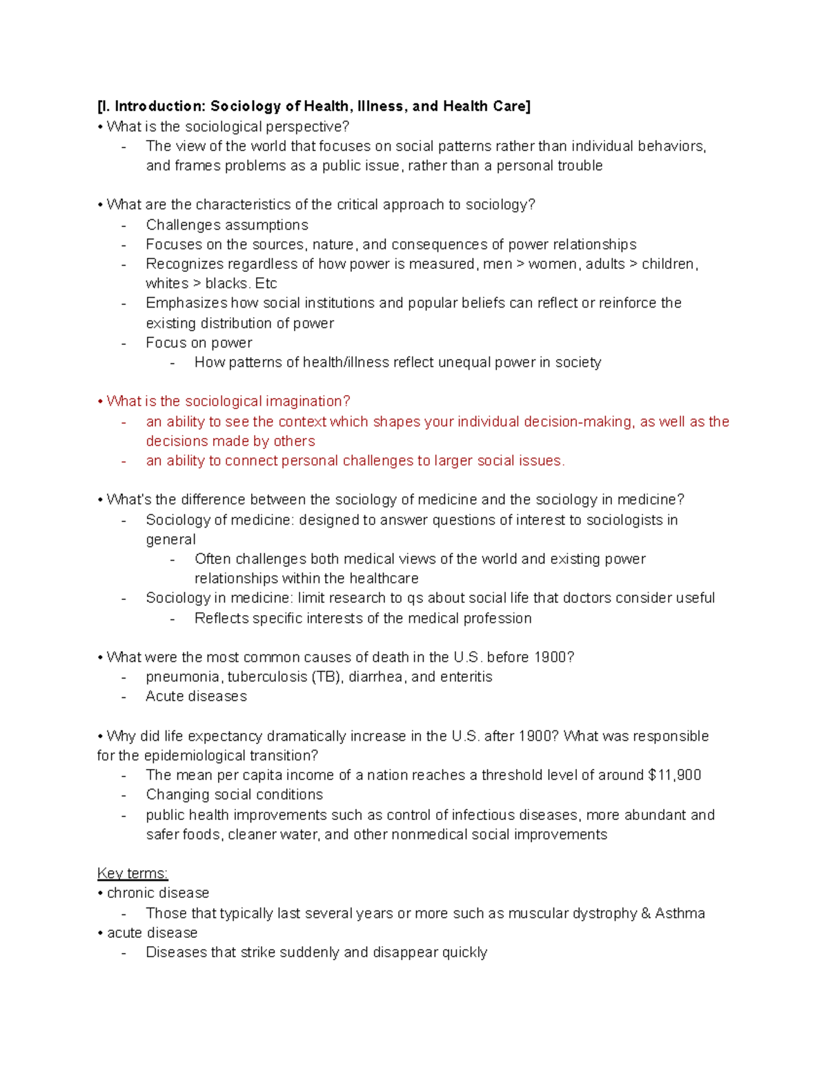 Study Guide SOC 0477 Introduction- Sociology of Health, Illness, and ...