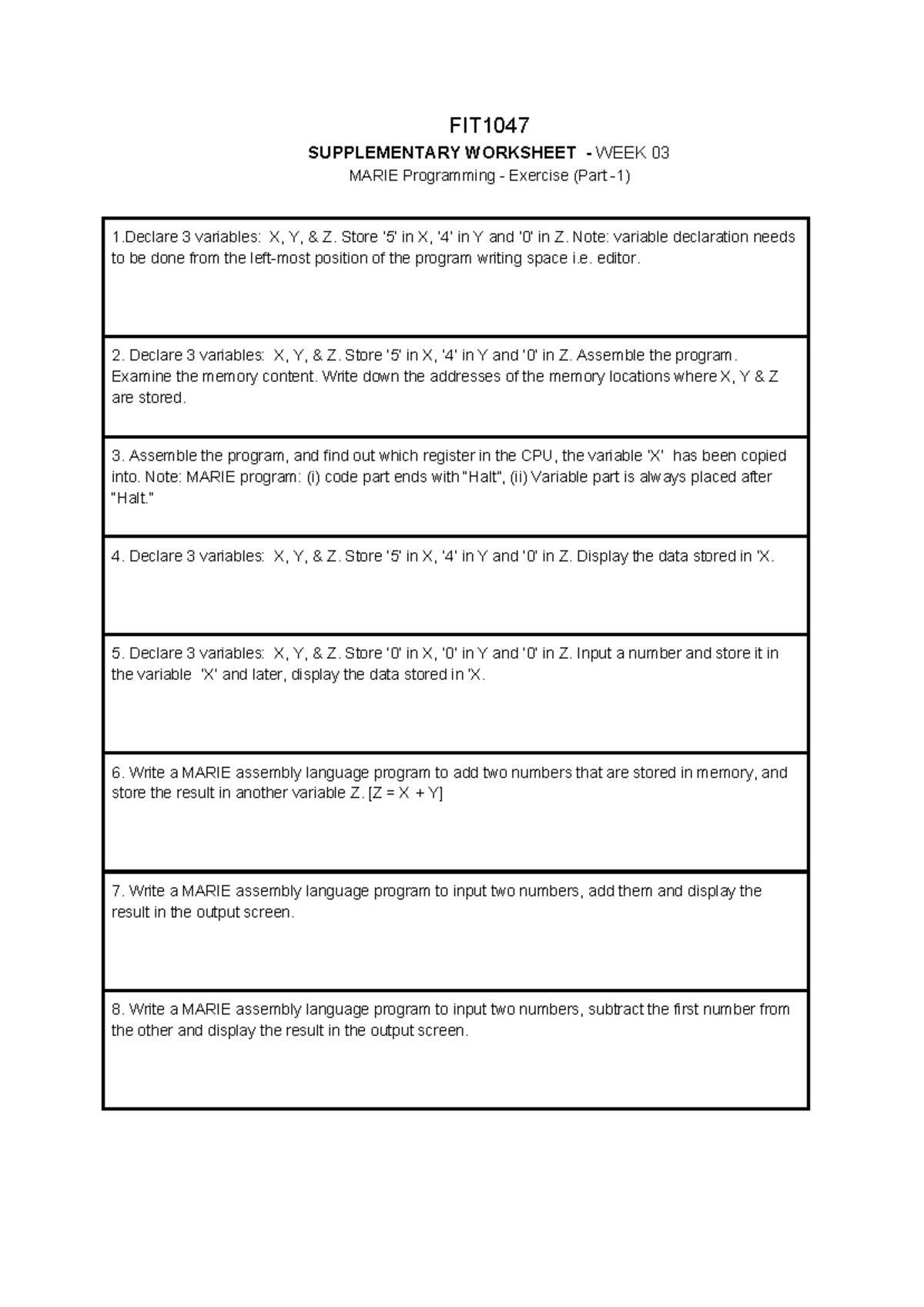 Tutorial 03 Supplementary Work Sheet 01 - practice - Introduction to Computer Networking ...
