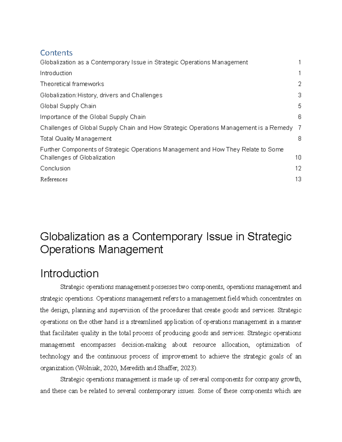 Globalization as a contemporary Issue in Strategic Operations ...