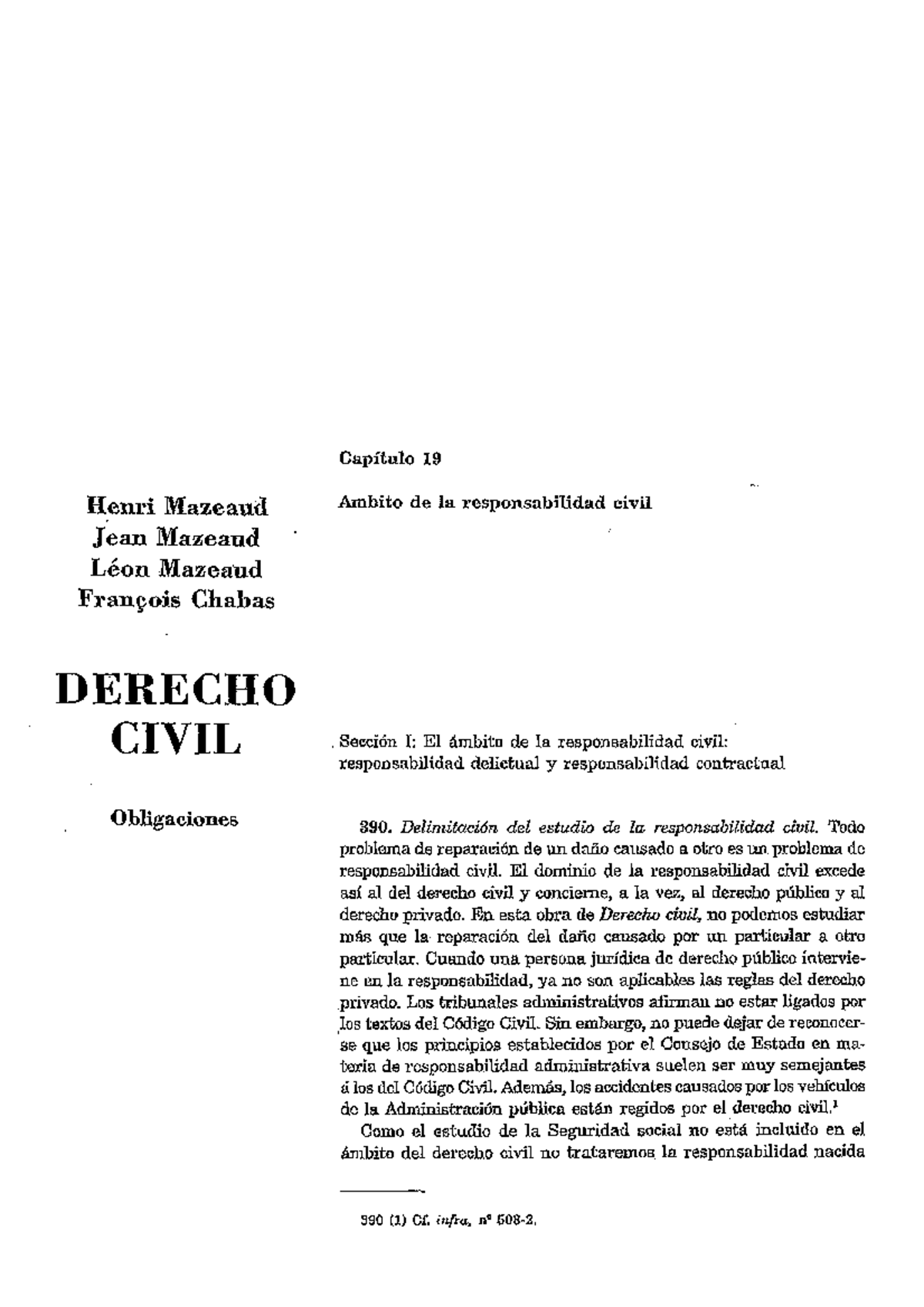 Mazeaud Chabas 489-498 - Capítulo 19 Henri Mazeaud Ambito de la ...