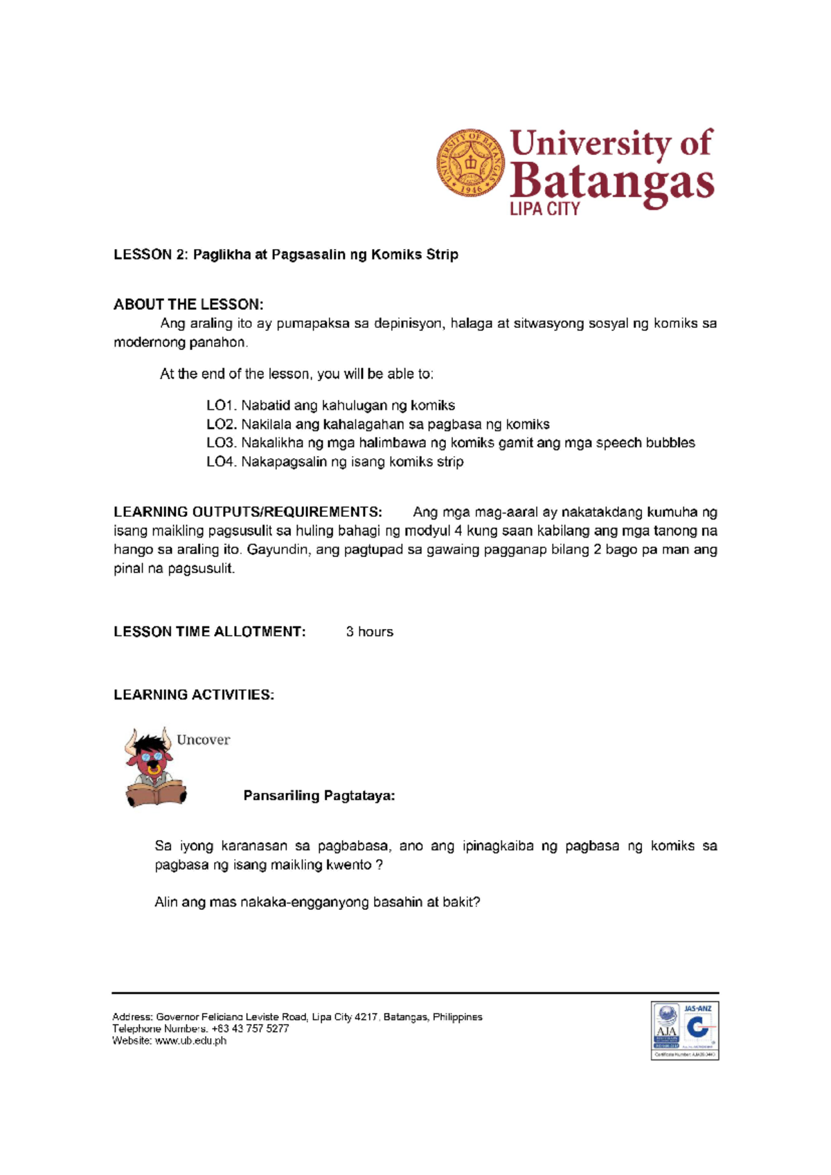 FIL2 Modyul 4 Aralin 2 - FIL 2 - BS Accountancy - Studocu