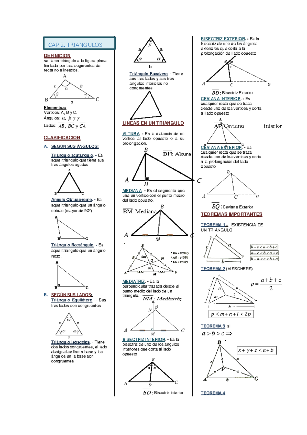 TeoríA DE TRIÁ Ngulos - A B P C DEFINICION se llama triángulo a la figura plana limitada por ...