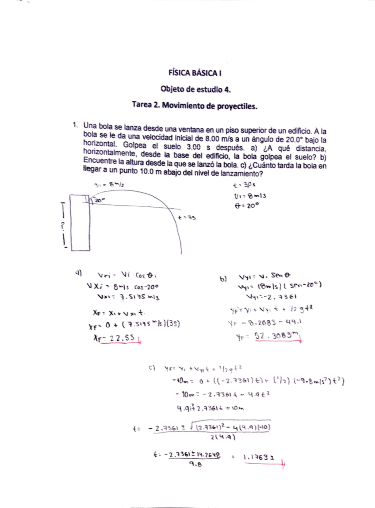 Tarea 2 movimiento de proyectiles - 1 ? \ AStCA BASfCA I Objeto de ...