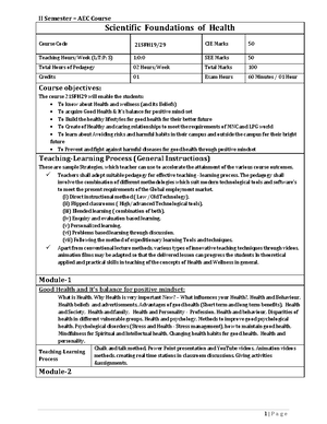 Scientific foundations of Health, Module 1 - MODULE 1- GOOD HEALTH AND ...
