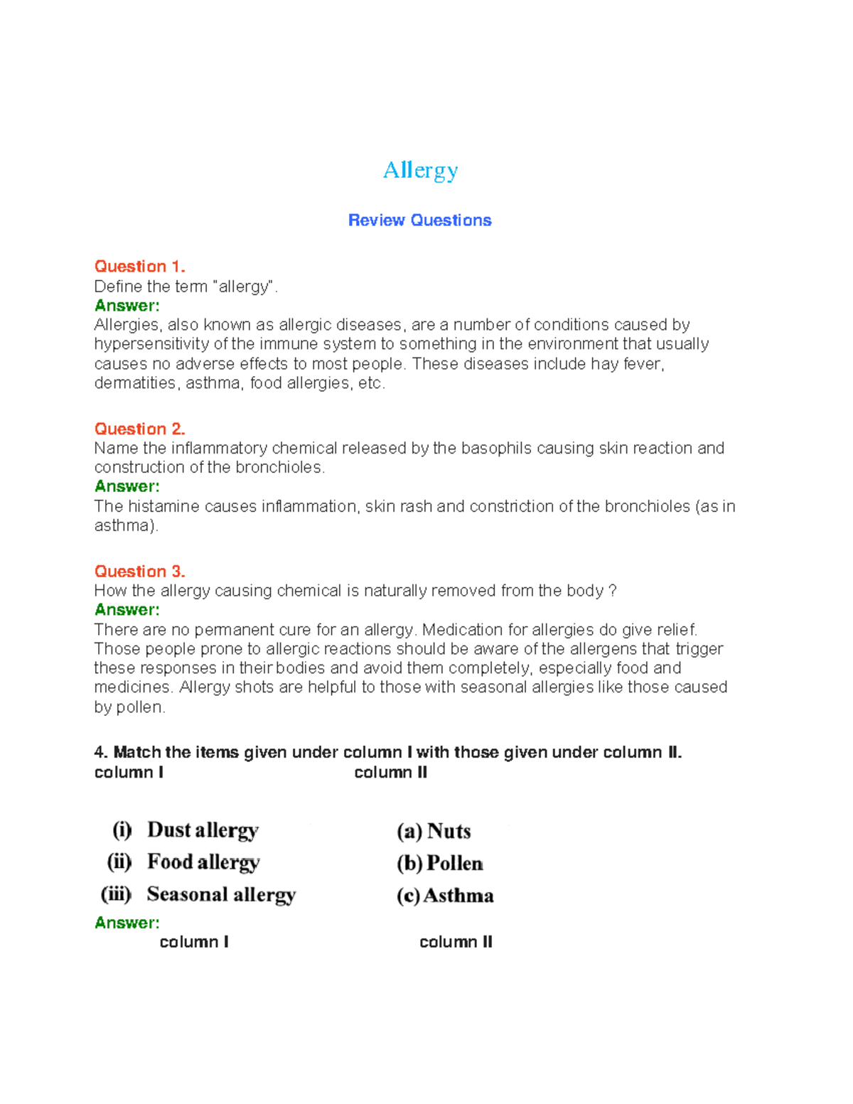 Allergy - ncertbooksolutions Allergy Review Questions Question 1 ...