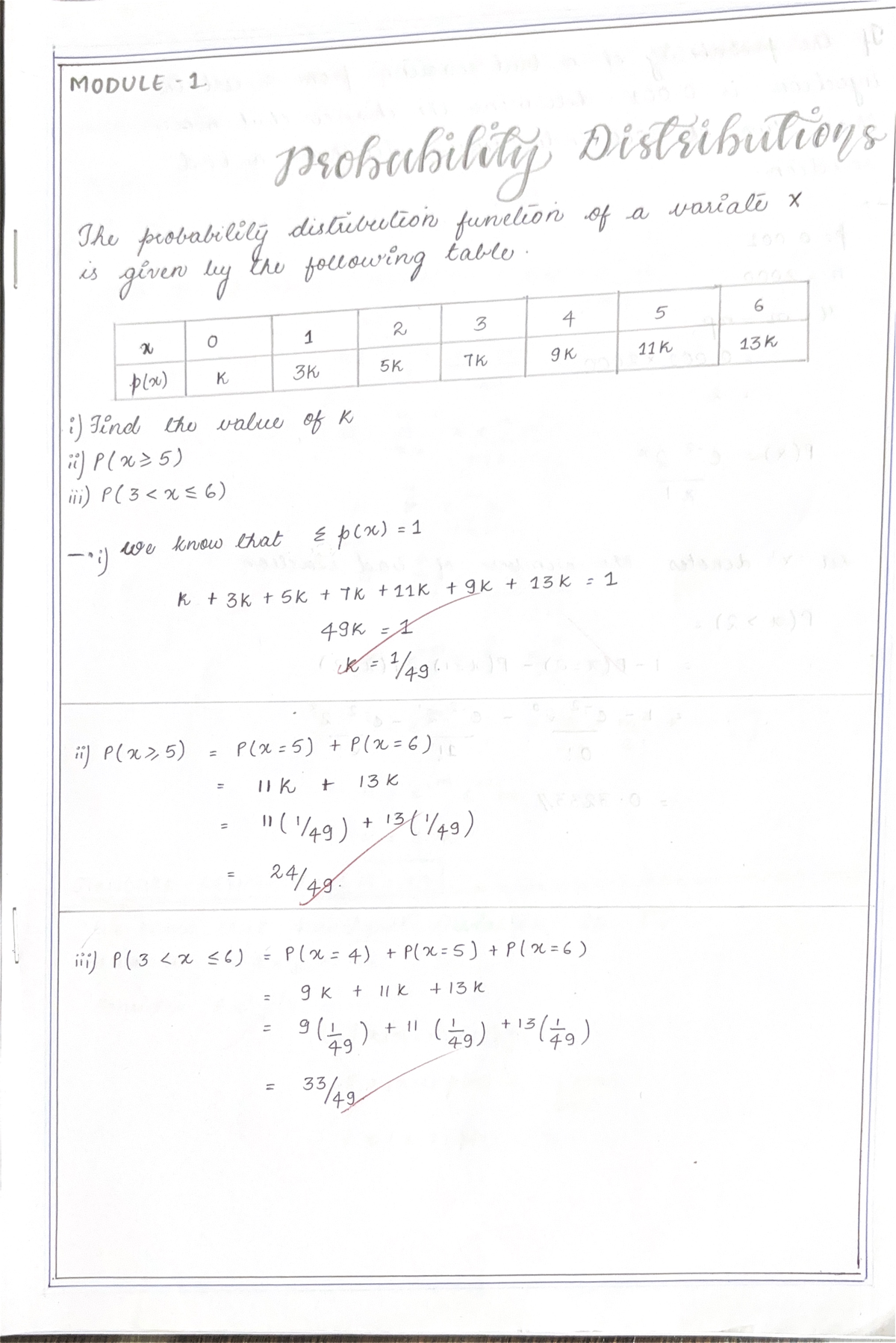 Maths assignment - MODULE 1 probability Distributions The probability ...