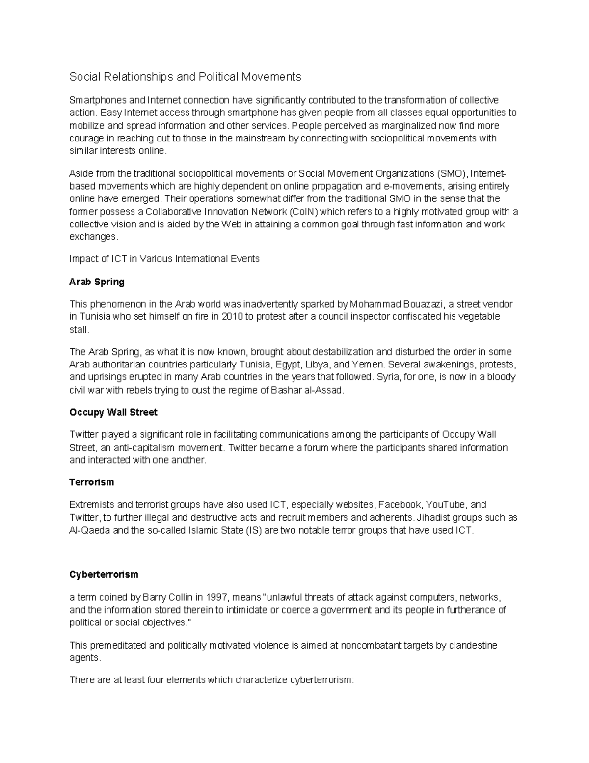 Social Relationships and Political Movements-activity - Social ...