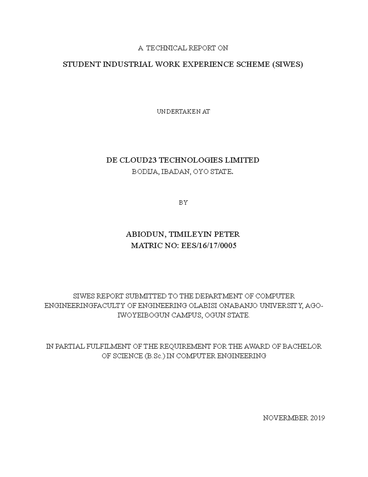 Siwes Report AS A Programmer OR Software - A TECHNICAL REPORT ON ...