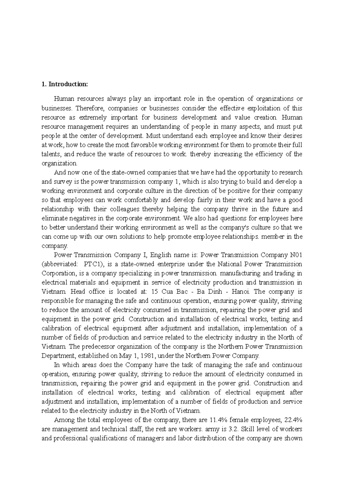 Report HRM - Introduction: Human resources always play an important ...