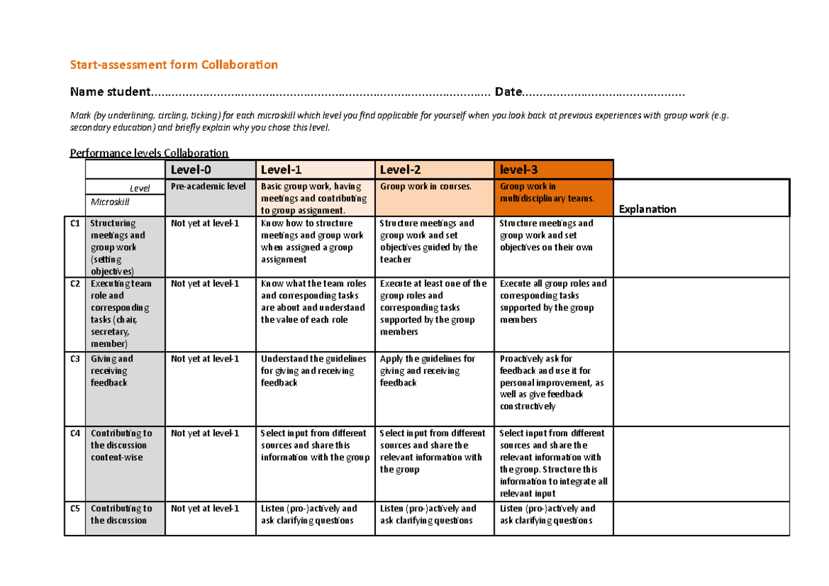 Start Assessment form Collaboration - Start-assessment form ...