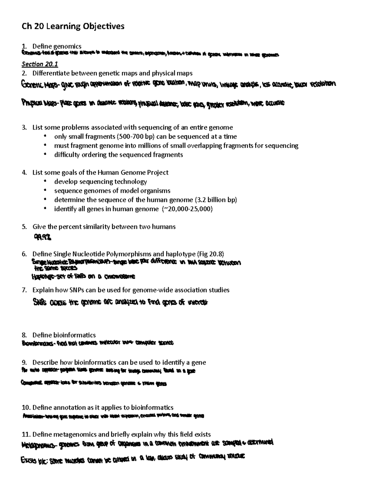 Ch 20 Learning Objectives - Ch 20 Learning Objec1ves 1. Define genomics ...