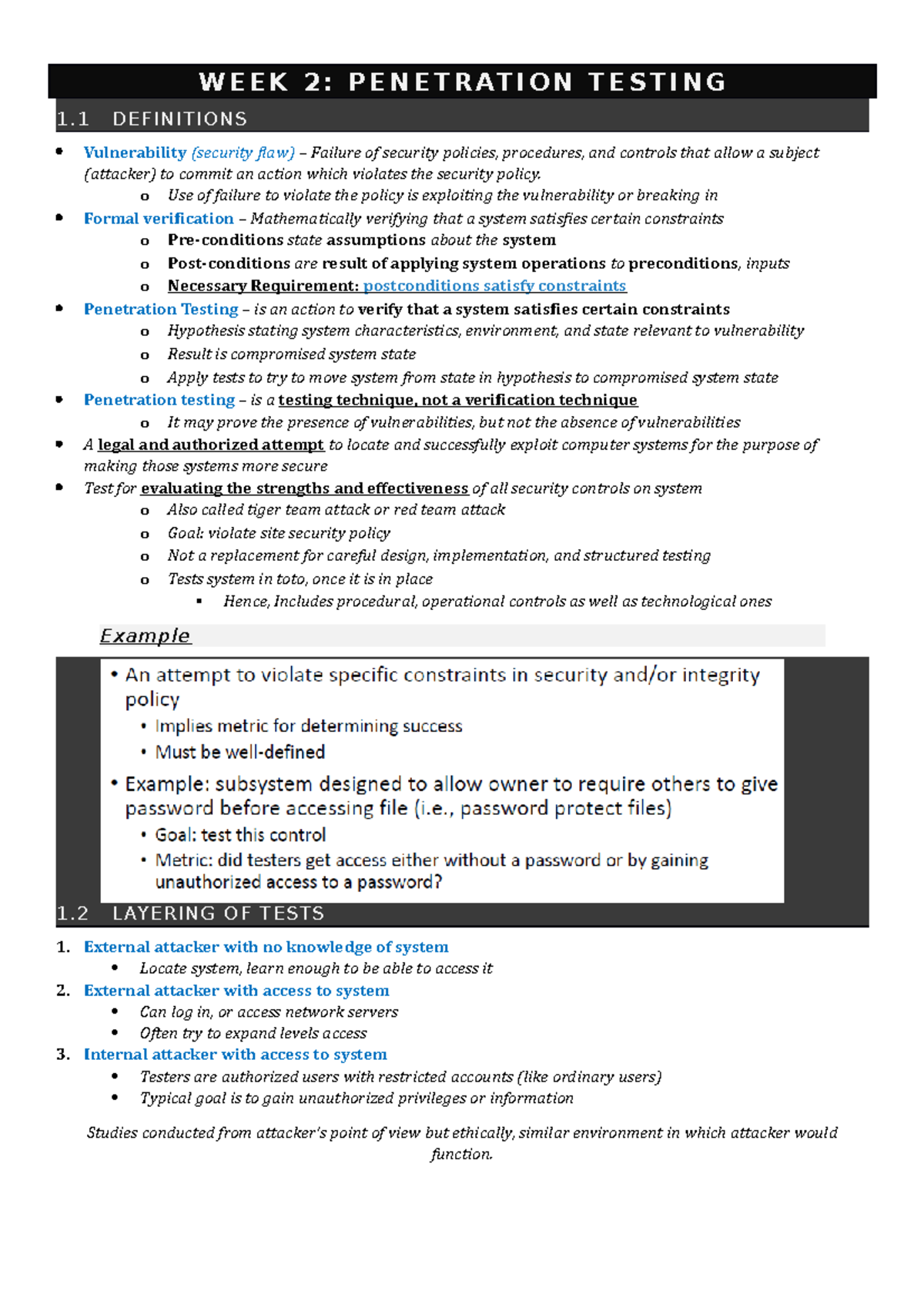 Week 2 Cybersecurity - Lecture notes 2 - WEEK 2: PENETRATION TESTING 1 ...