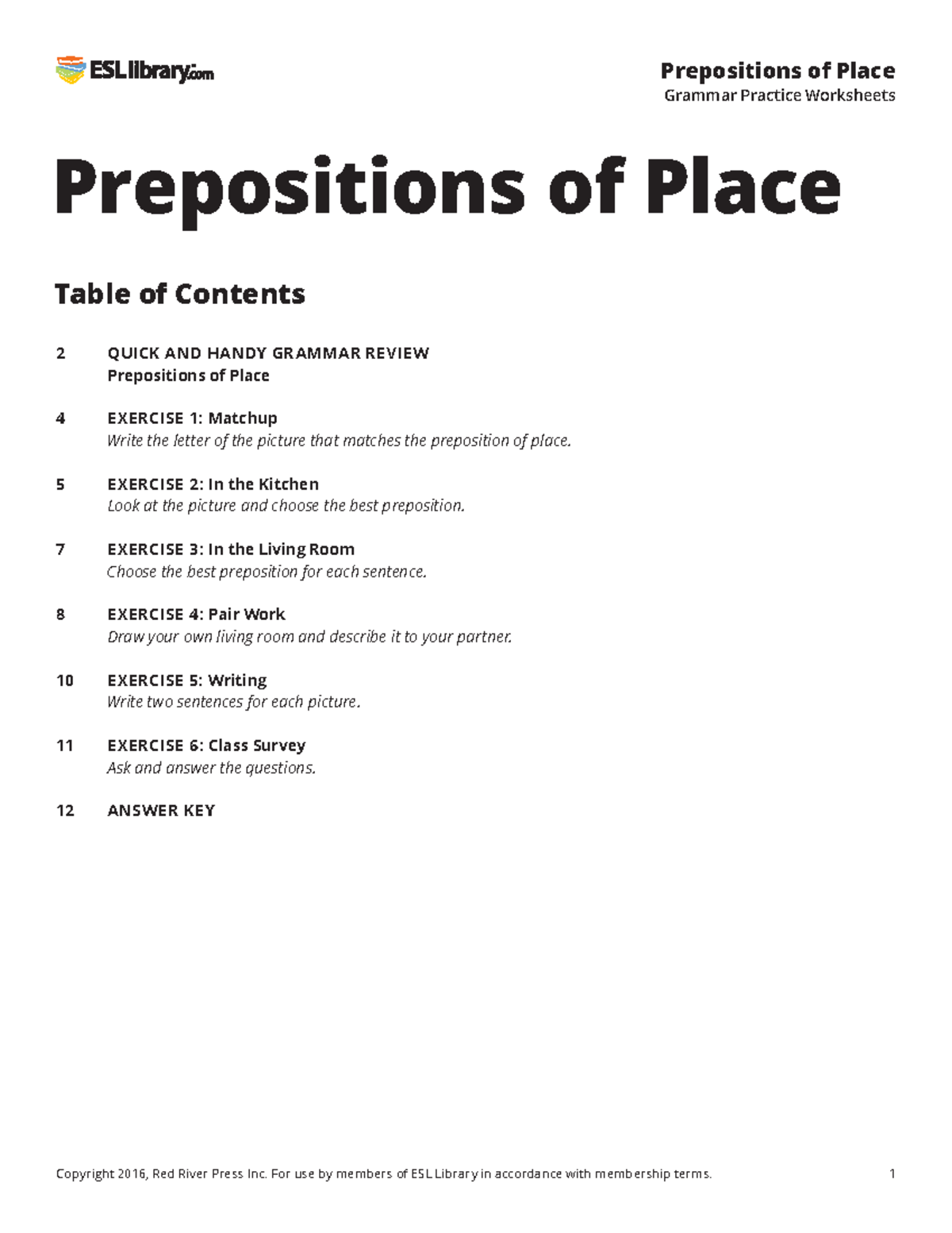 Prepositions-of-Place guia 16 - Grammar Practice Worksheets ...