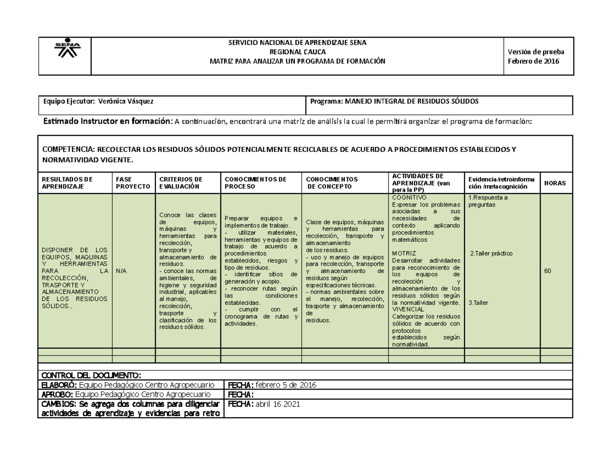 2. Matriz Correlacion Extendida TOFresiduos - SERVICIO NACIONAL DE ...