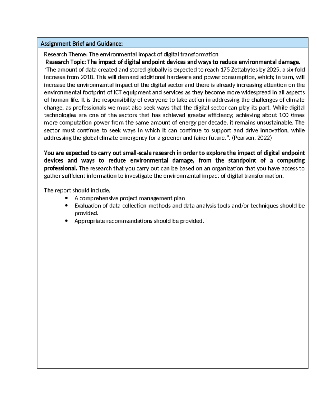 PCP Task Breakdown Digital transformation - Assignment Brief and Guidance: Research Theme: The ...