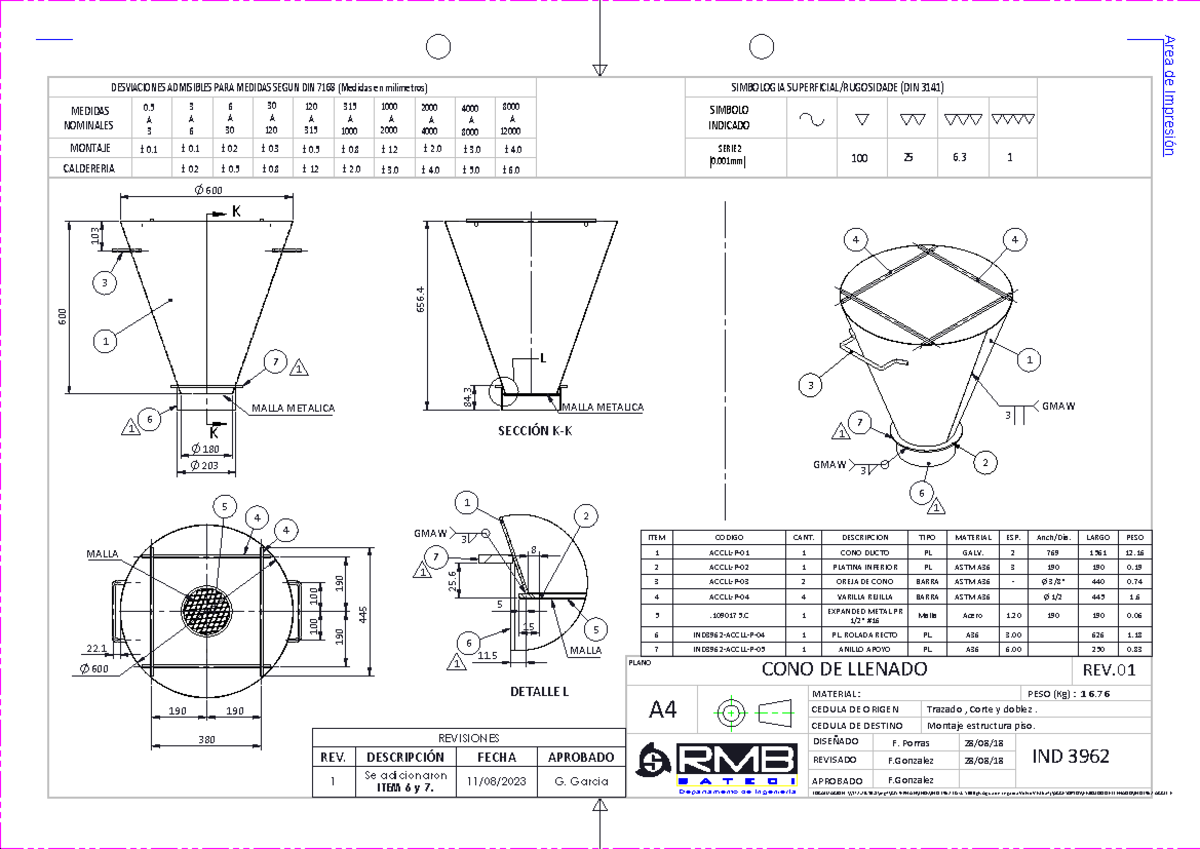 CONO DE Llenado PARA Cisterna - Accll-E - ITEM CODIGO CANT. DESCRIPCION ...