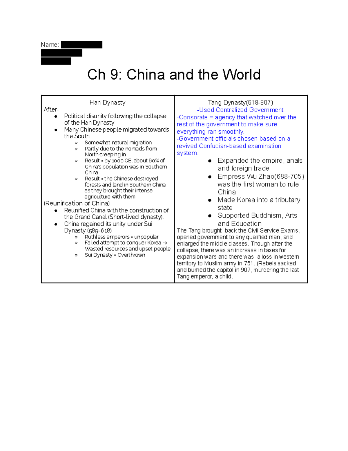 Ch 9 G.O - Notes thats all - Name: Isaac Lafuente Date: 09/13/ Period ...