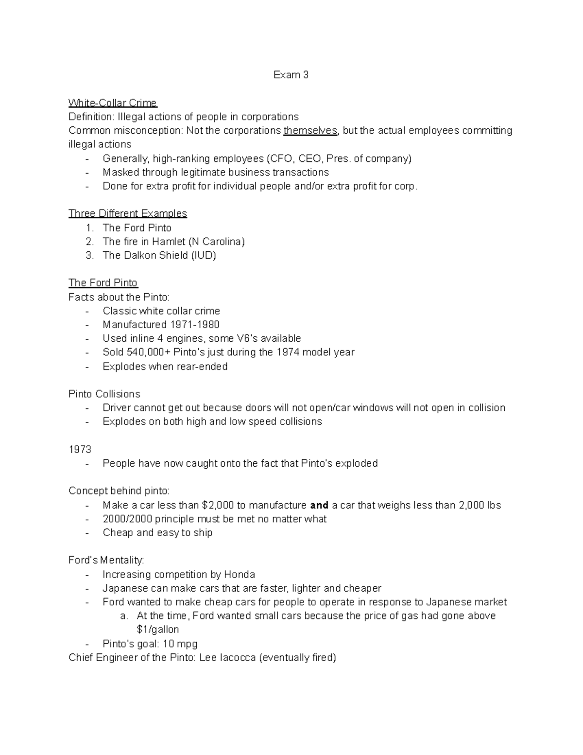 Criminology Exam 3 Notes - Exam 3 White-Collar Crime Definition ...