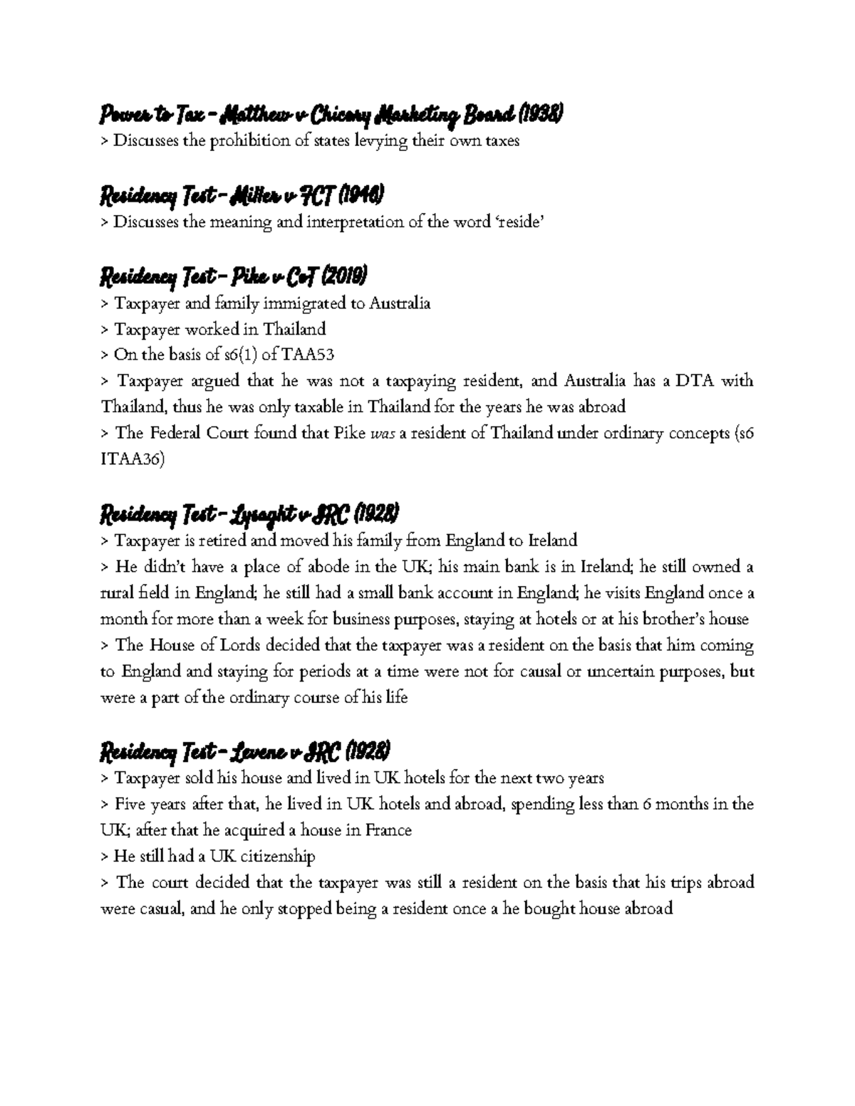 ACCG3020 Case Laws - ACCG3020 - MQ - Studocu