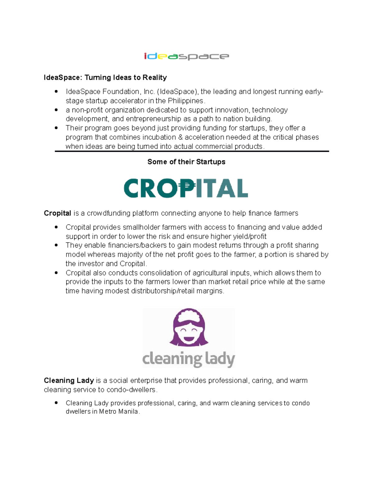 Idea Space - Lecture notes 1 - IdeaSpace: Turning Ideas to Reality ...