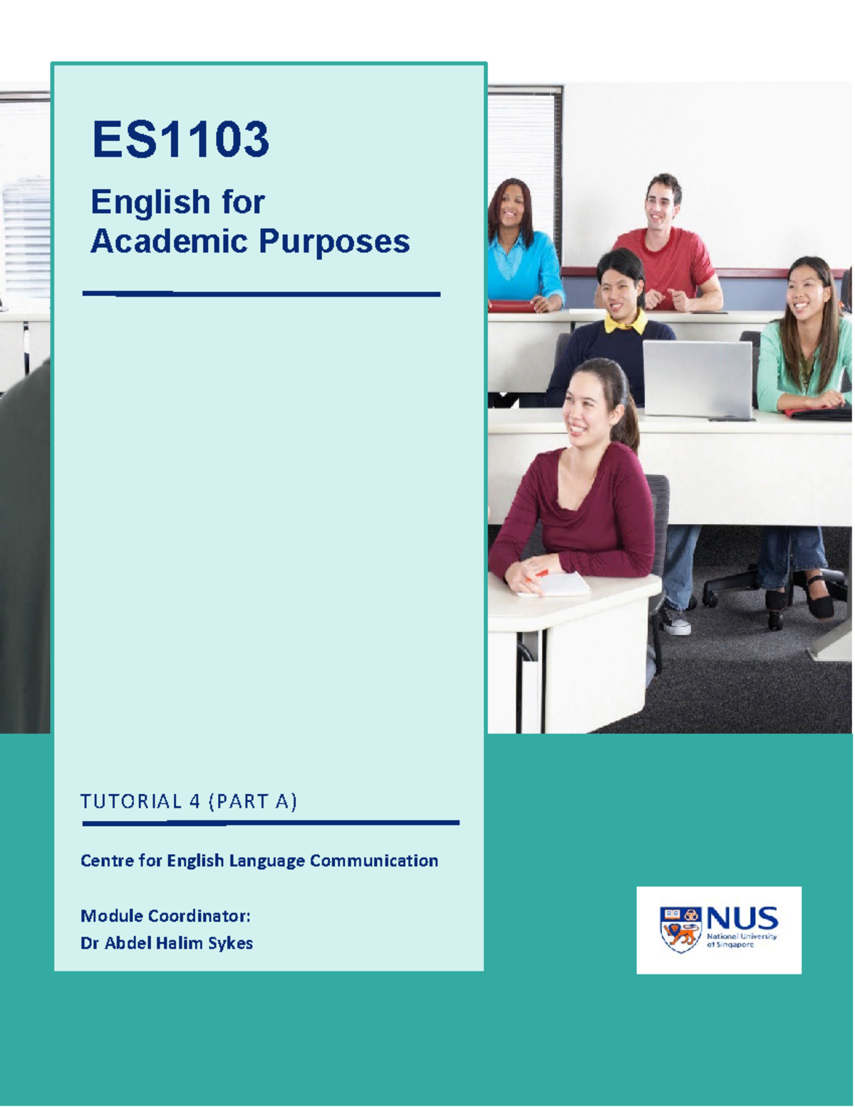 ES1103 Tutorial 4 (Part A) - TUTORIAL 4 (PART A) Centre for English ...