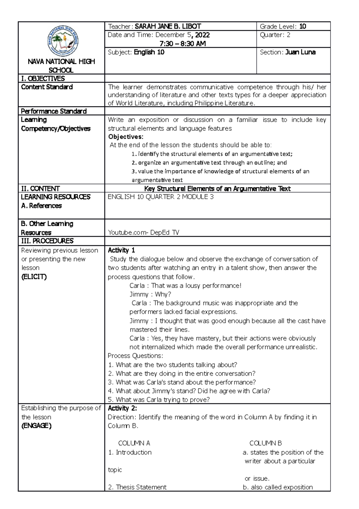 Module 3 q3 - notes - NAVA NATIONAL HIGH SCHOOL Teacher: SARAH JANE B ...