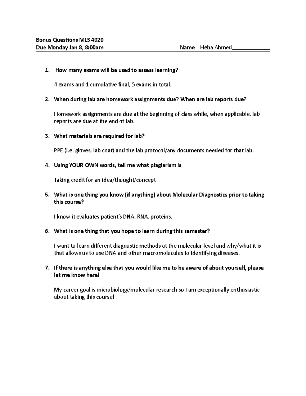 Bonus/ Extra Credit Questions - Bonus Questions MLS 4020 Due Monday Jan ...