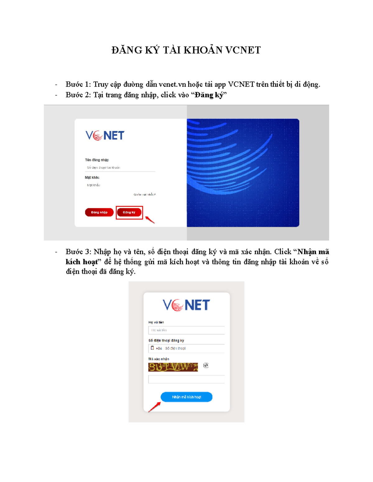 Hướng dẫn đăng ký tài khoản Vcnet - ĐĂNG KÝ TÀI KHOẢN VCNET Bước 1 ...