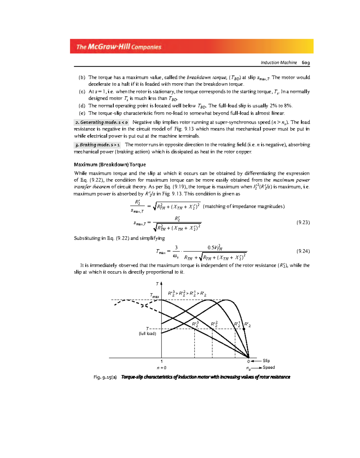Electric Machines Kothari Nagrath 9 - Induction Machine 609 (b) The ...